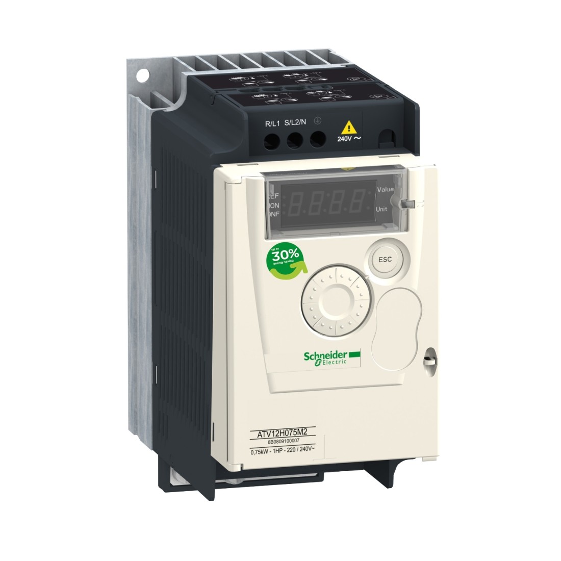 ATV12H075M2 variable speed drive, Altivar 12, 0.75kW, 1hp, 200 to 240V ...